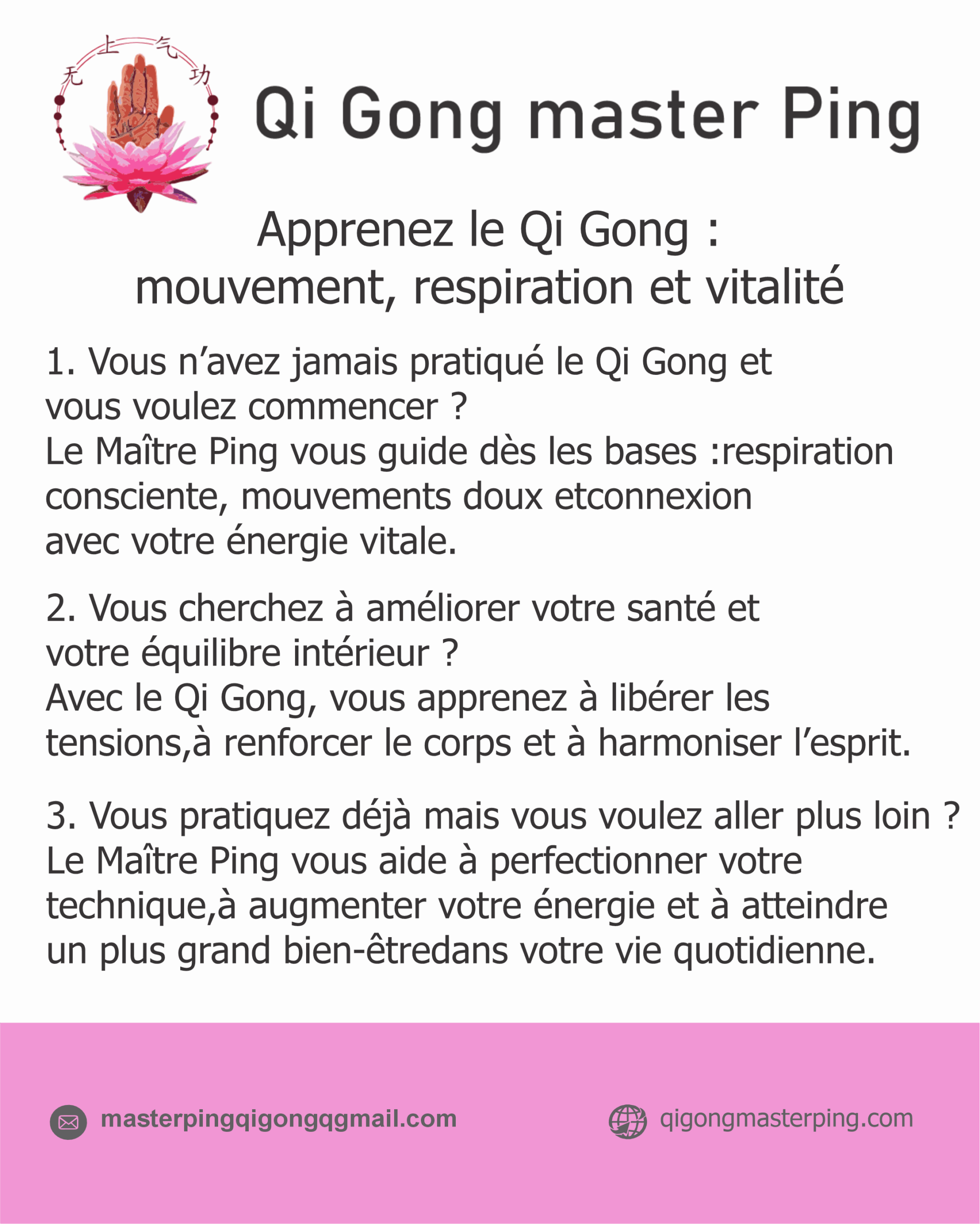 Qi Gong avec le Maître Ping : un chemin d’énergie et de bien-être